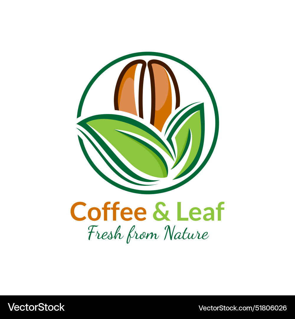 Coffee and leaf combination logo design modern Vector Image