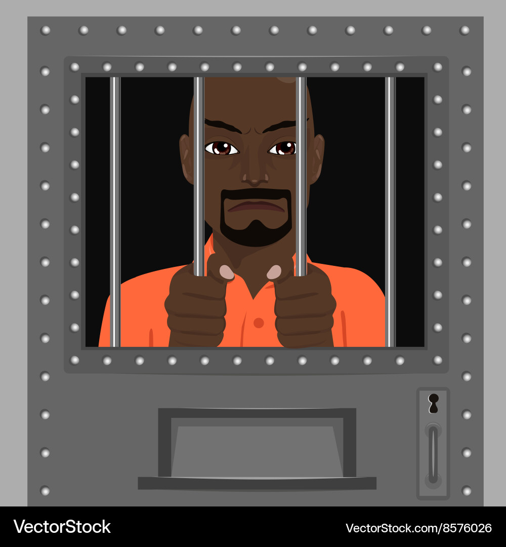 Man Behind Bars - Prisoner Portrait Royalty Free Vector