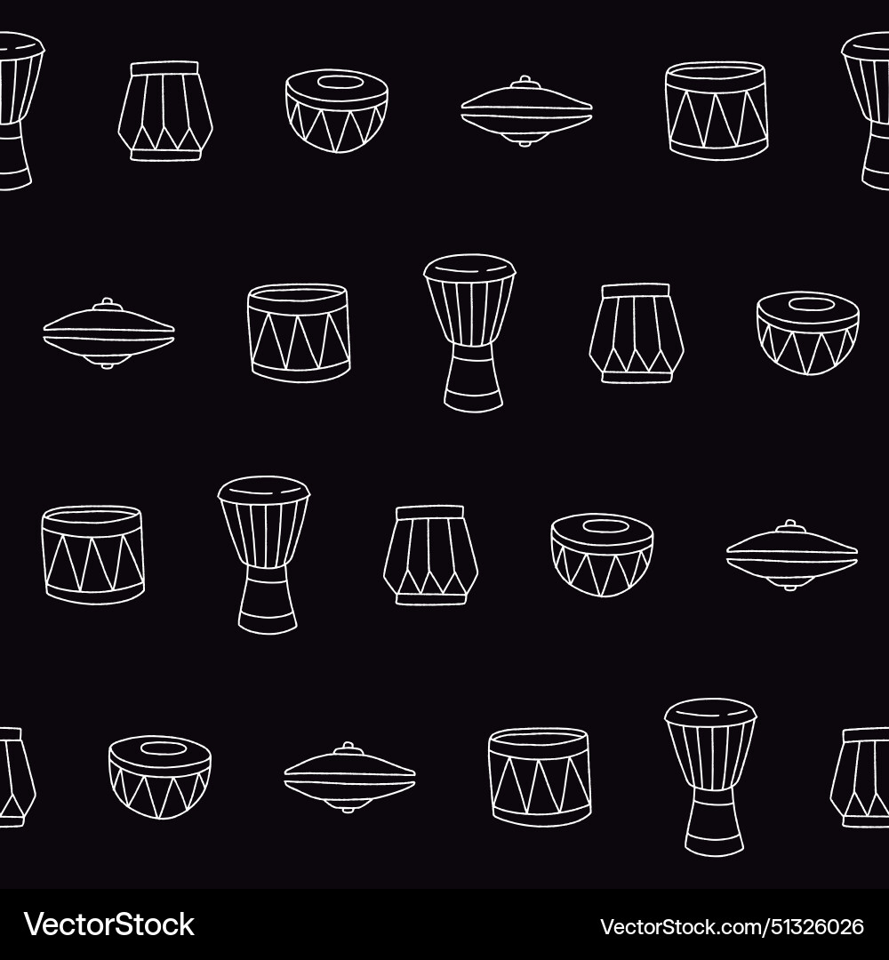 Outline collection of drum seamless pattern Vector Image