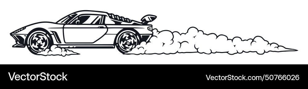 Racing car monochrome vintage element Royalty Free Vector