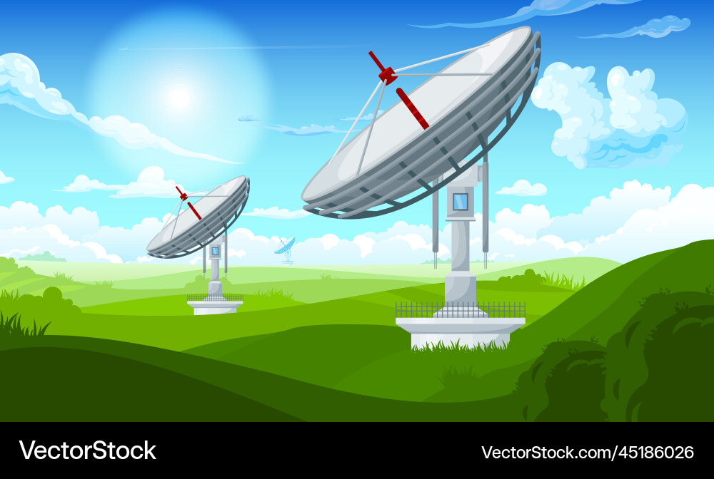 Satellite communication towers composition Vector Image