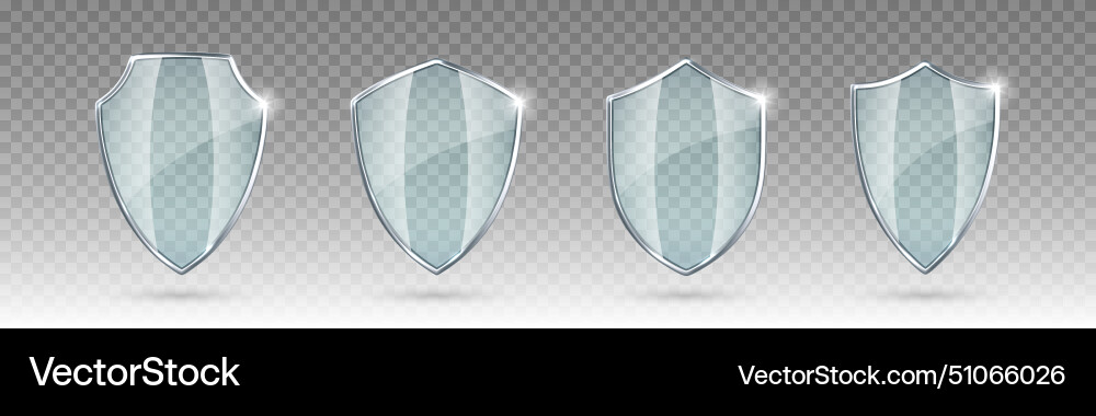 Set of glass shields protected guard shield Vector Image