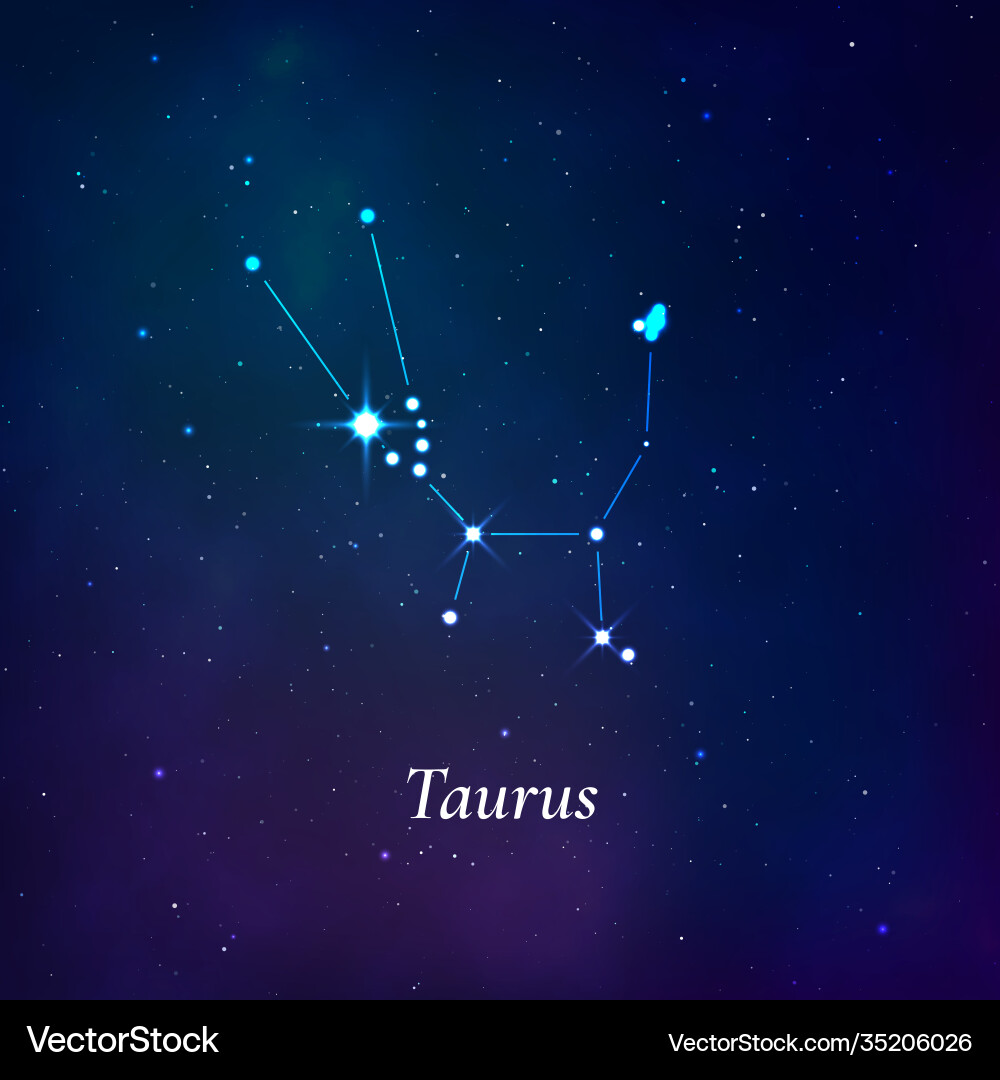 Taurus Zodiac Constellation Stars Map Royalty Free Vector
