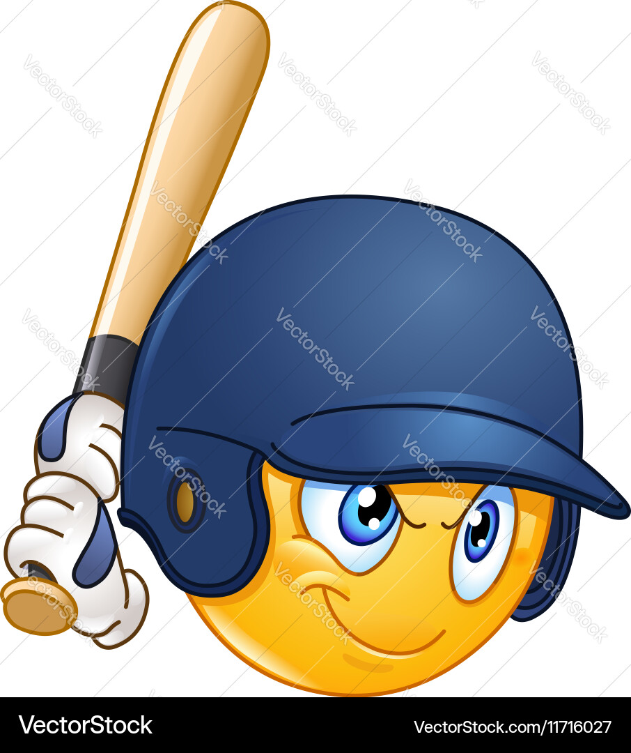 Baseball batter emoticon Royalty Free Vector Image