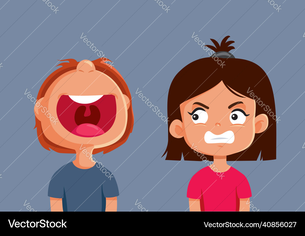 Boy Mocking Girl - Angry Reaction Royalty Free Vector Image