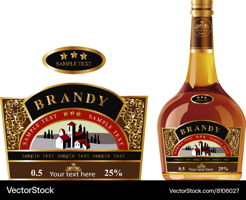 Brandy bottle label Royalty Free Vector Image - VectorStock