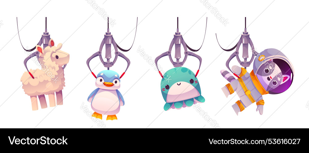 Claw machine toys set Royalty Free Vector Image