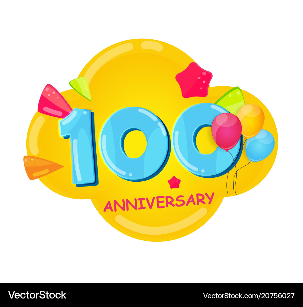 Cute cartoon template 100 years anniversary Vector Image