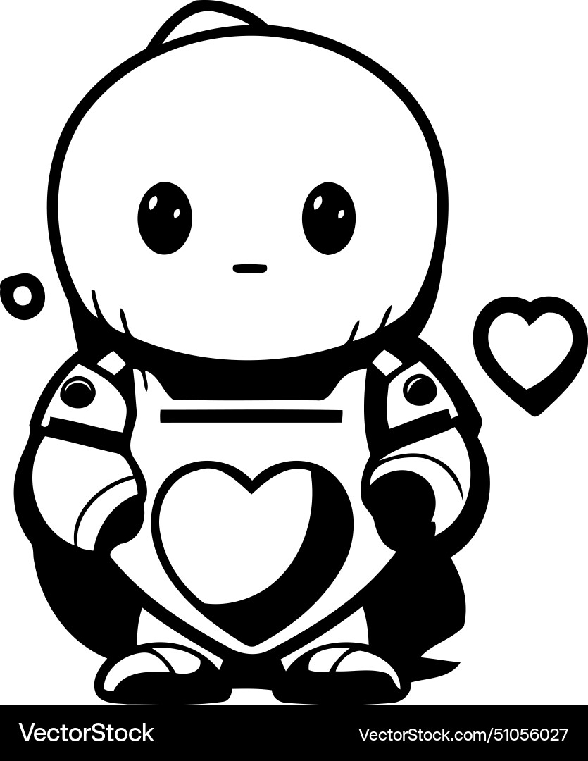 Cute robot holding heart valentines day concept Vector Image