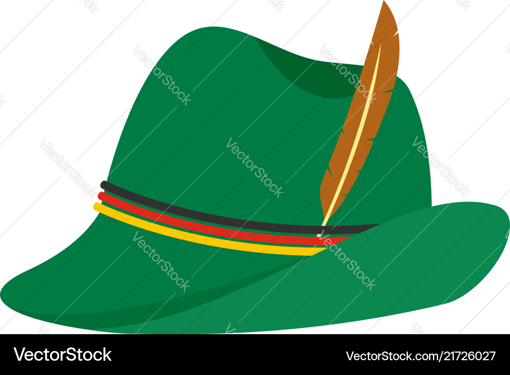 German green hat icon flat style Royalty Free Vector Image