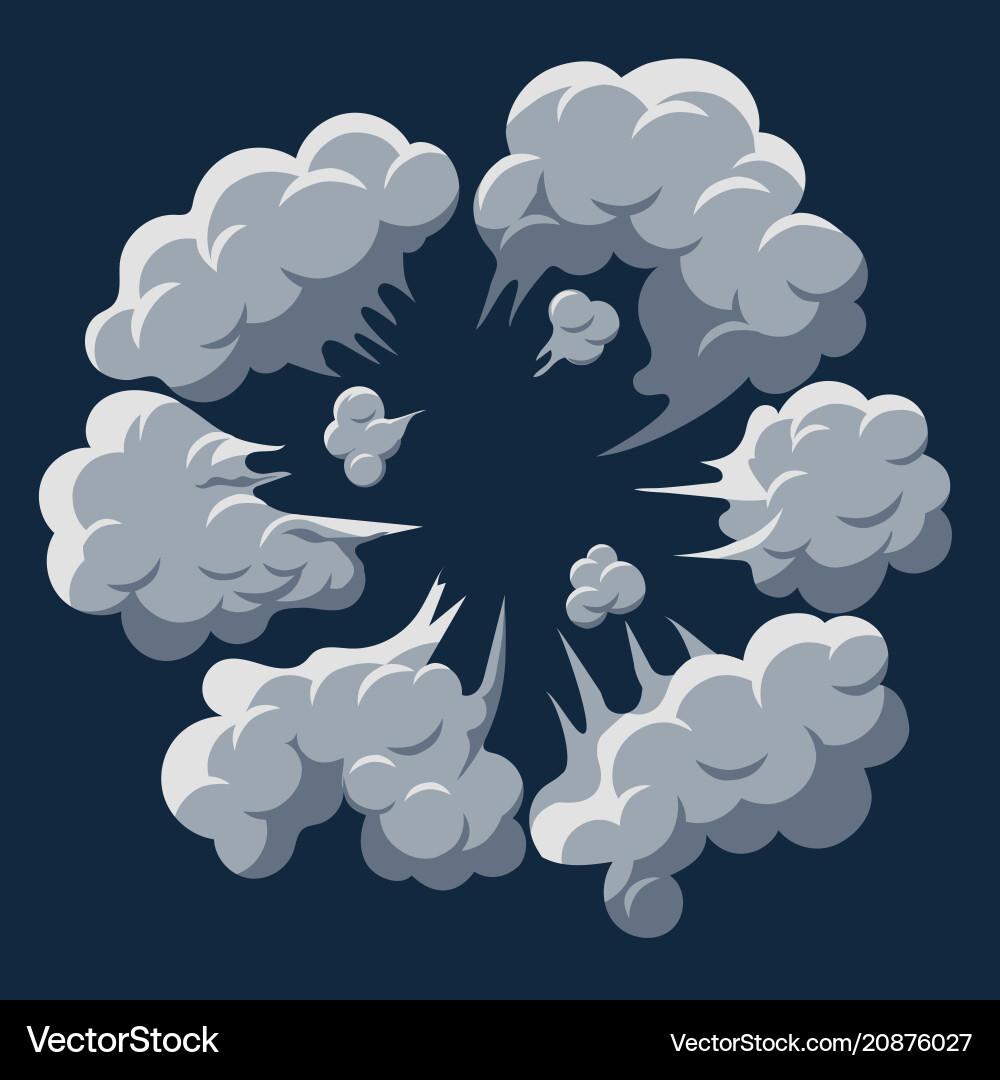 Smoke cloud explosion dust puff cartoon frame Vector Image