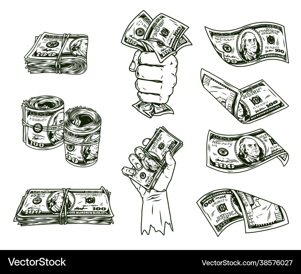 Vintage American Cash Notes Royalty Free Vector Image