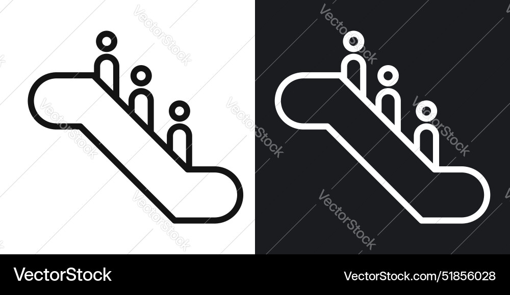 Escalator icon set in black and white outlines Vector Image