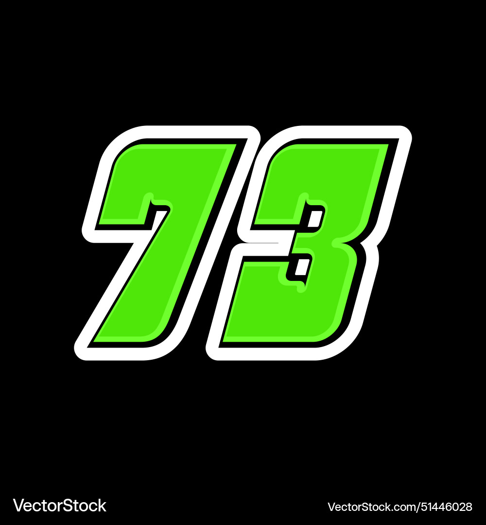 Racing number 73 design template Royalty Free Vector Image