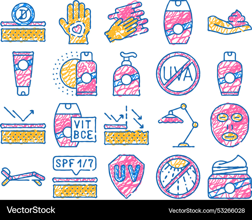Sunscreen protection icon hand drawn Royalty Free Vector
