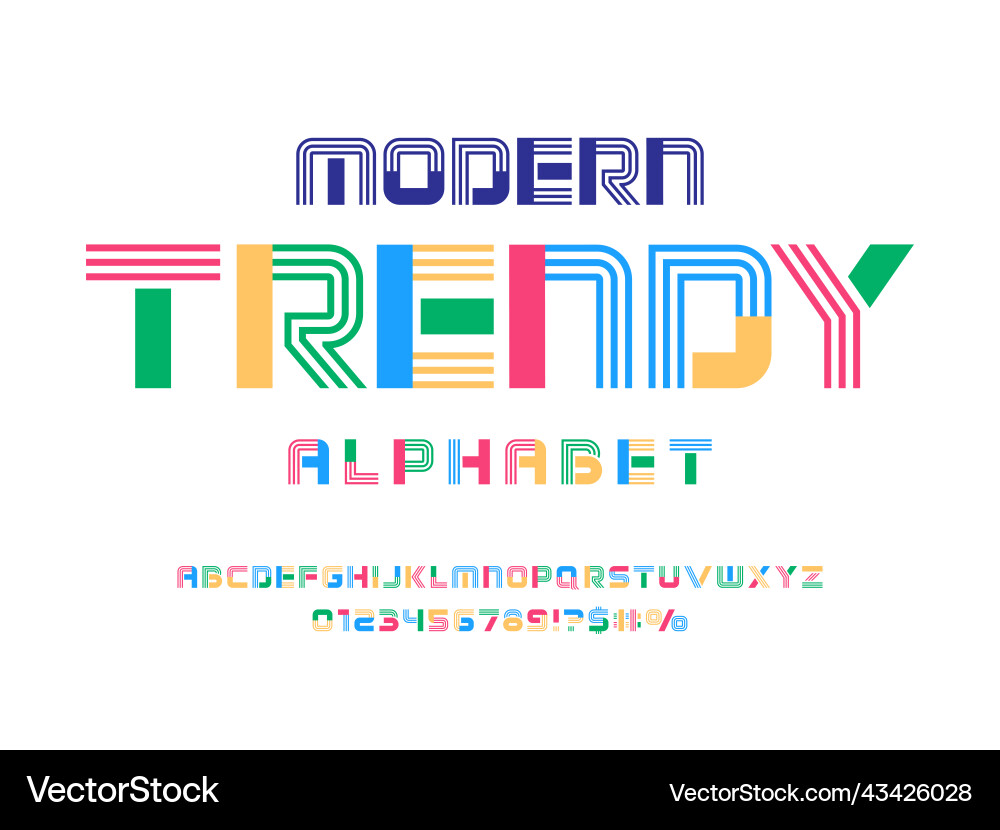 Trendy font Royalty Free Vector Image - VectorStock