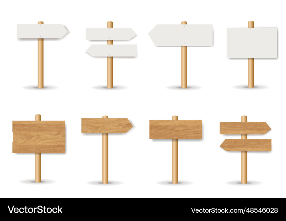 Wooden signs set isolated white background Vector Image