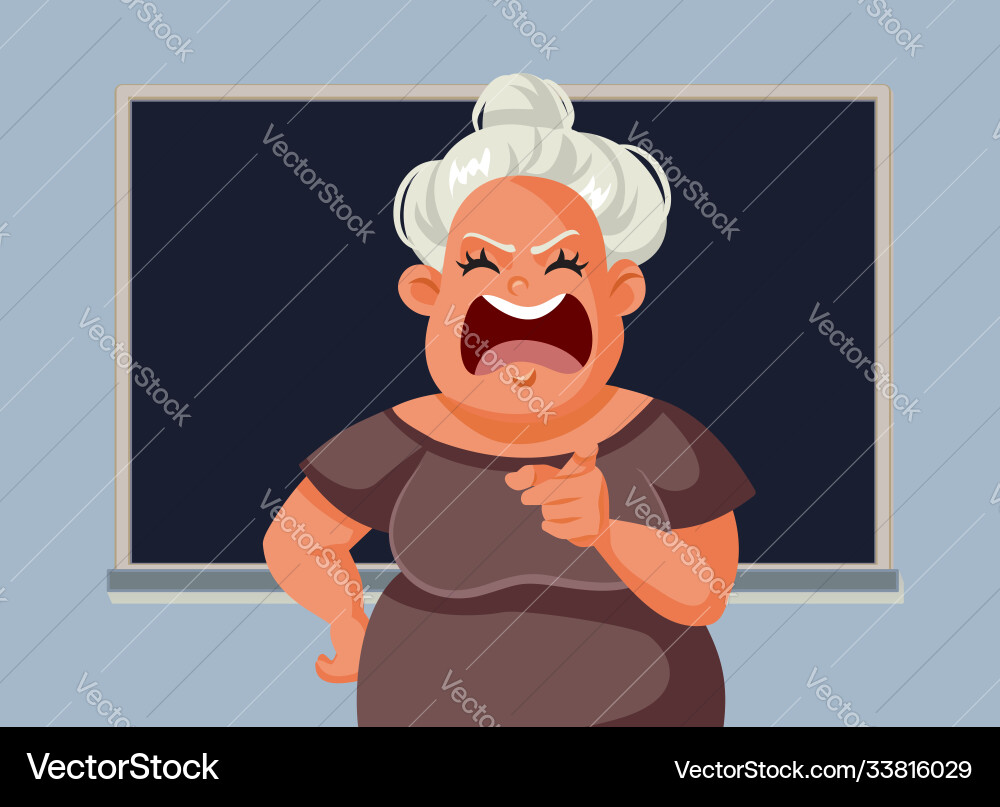 Angry teacher screaming in front class Royalty Free Vector
