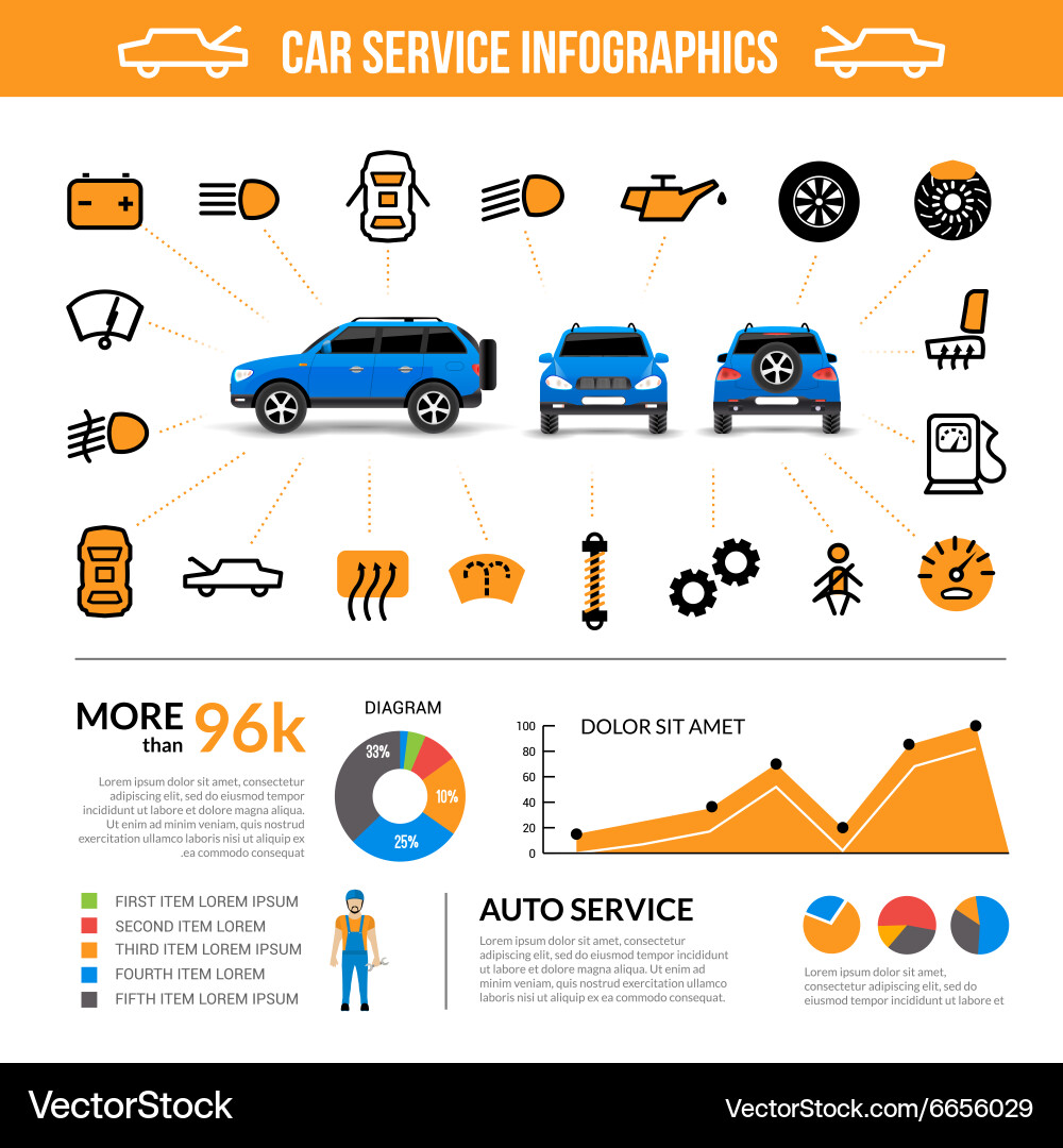 Car service infographic set Royalty Free Vector Image