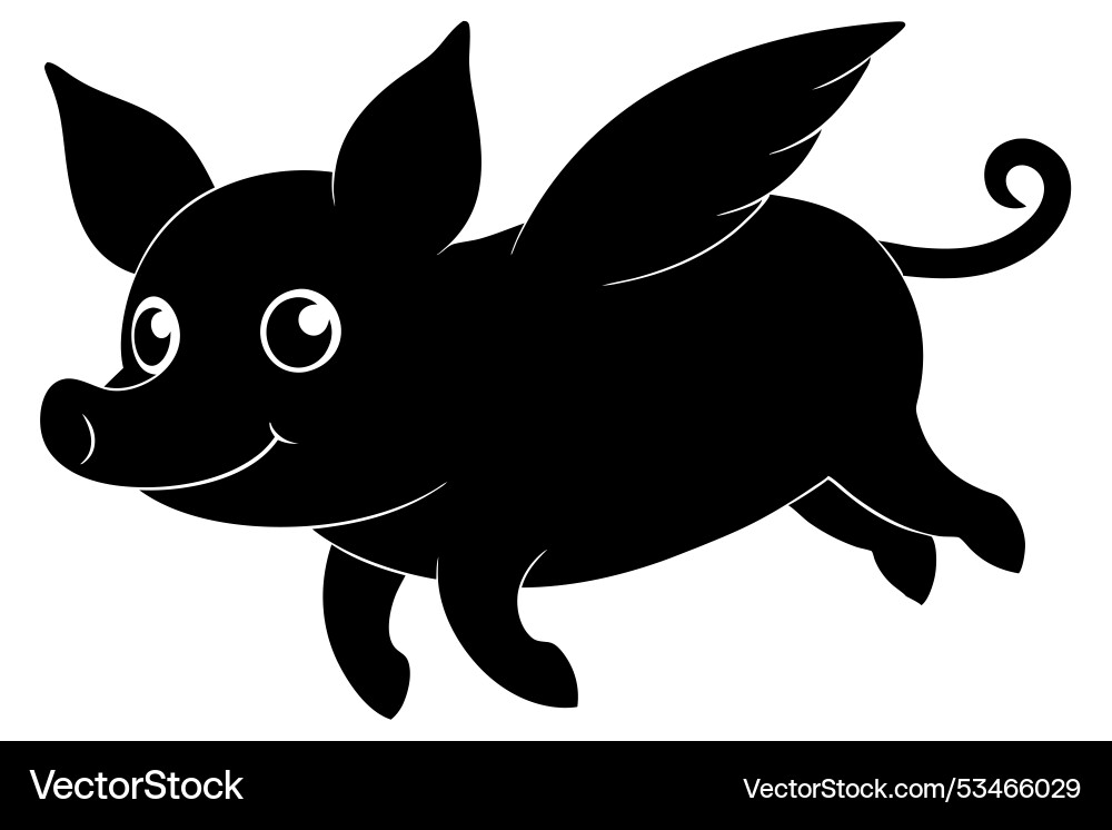 Flying pig silhouette Royalty Free Vector Image