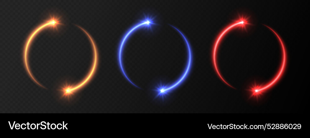 Glowing shooting star circles with sparkles light Vector Image