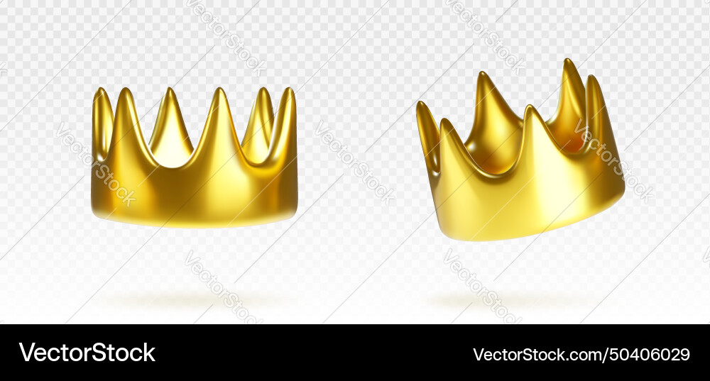 Golden crowns set on transparent background Vector Image