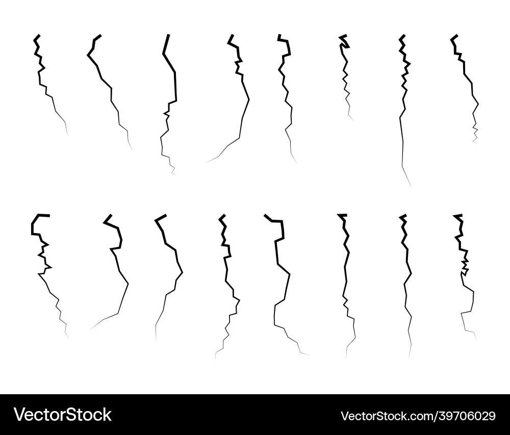 Ground cracks earth vertical splits set isolated Vector Image