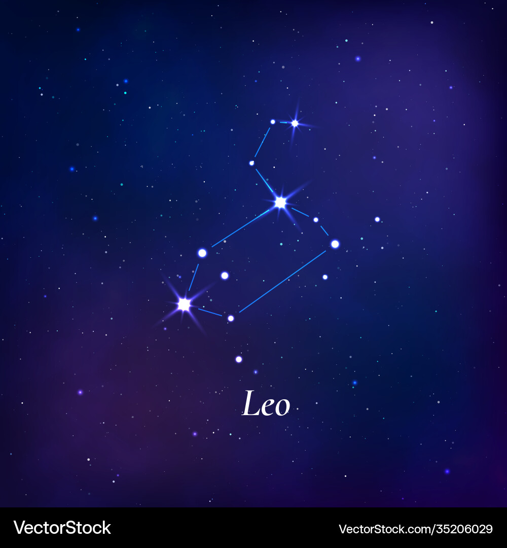 Leo Zodiac Constellation Stars Map Royalty Free Vector Image