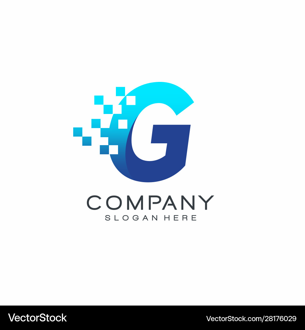 Letter g pixel logo technology and digital Vector Image