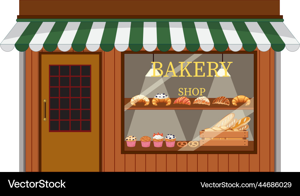 Outside of bakery shop background Royalty Free Vector Image