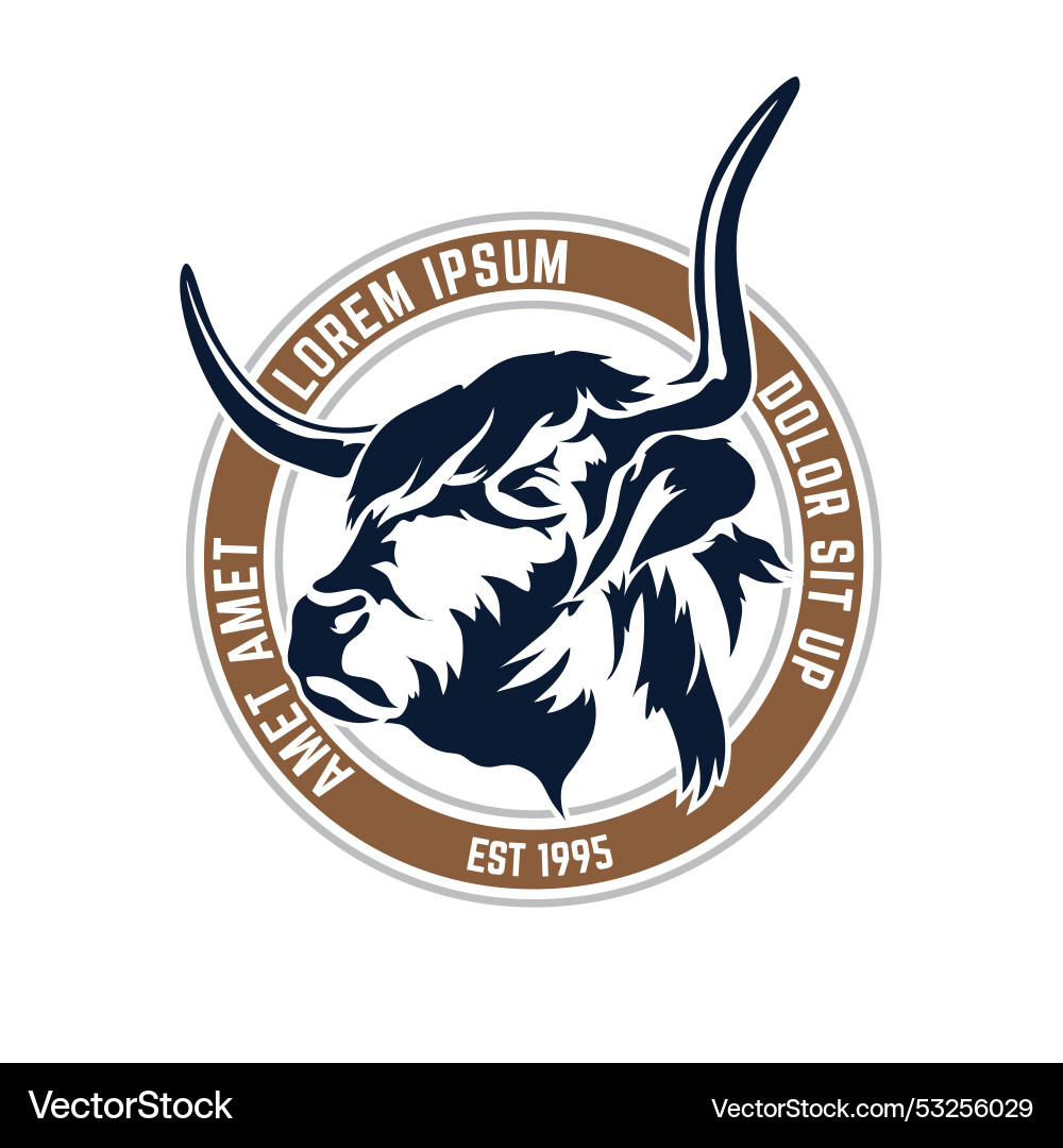 Scottish highland cow logo Royalty Free Vector Image