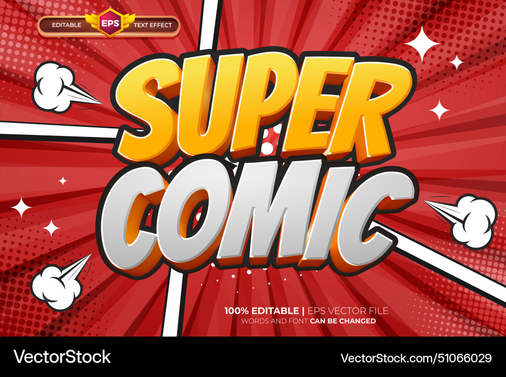 Super comic adventure editable text effect logo Vector Image