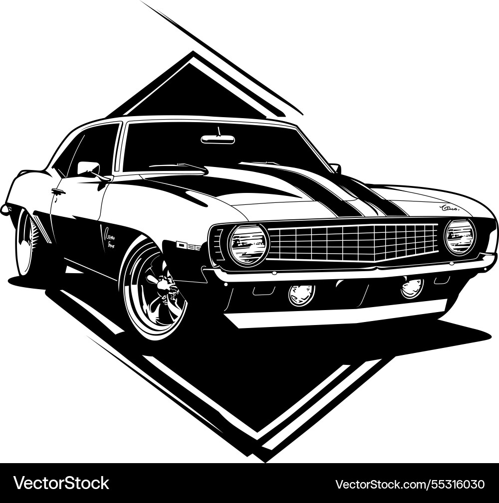 1969 Camaro Screen Print Royalty Free Vector Image