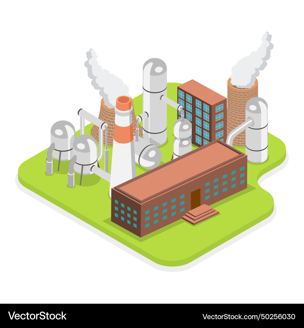 3d isometric flat set of industrial Royalty Free Vector