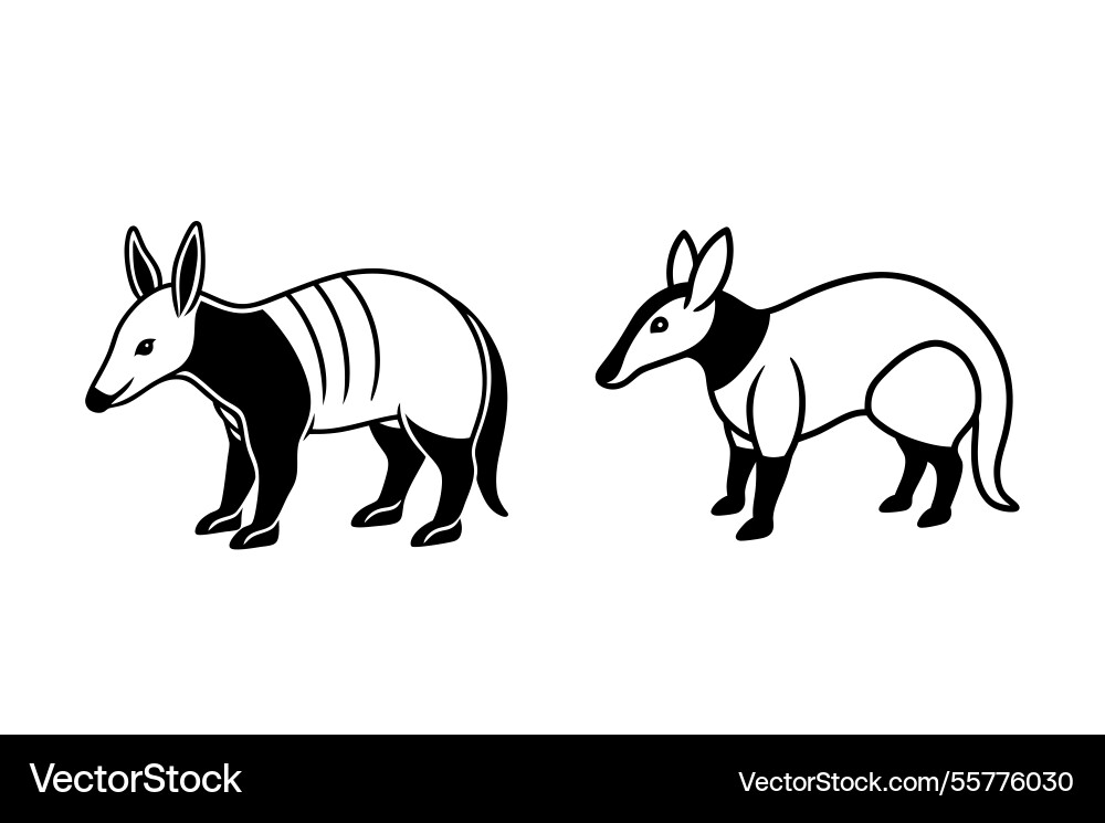 Aardvark line art icon set Royalty Free Vector Image