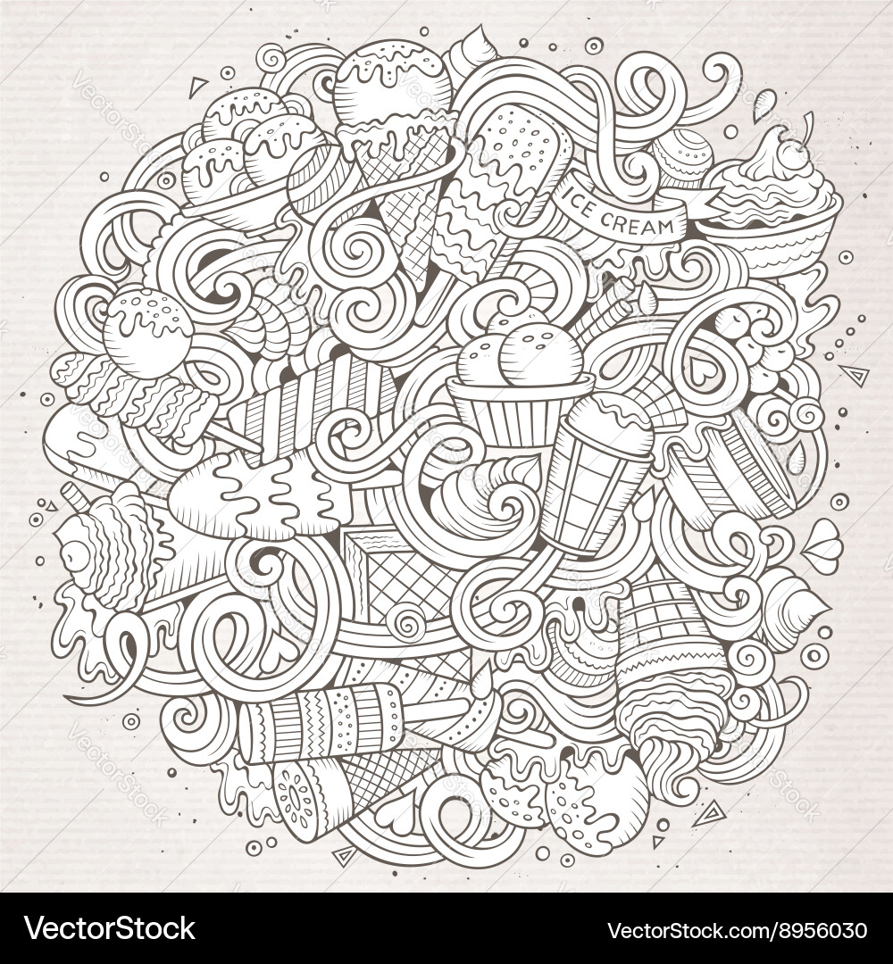 Cartoon hand-drawn doodles ice cream Royalty Free Vector