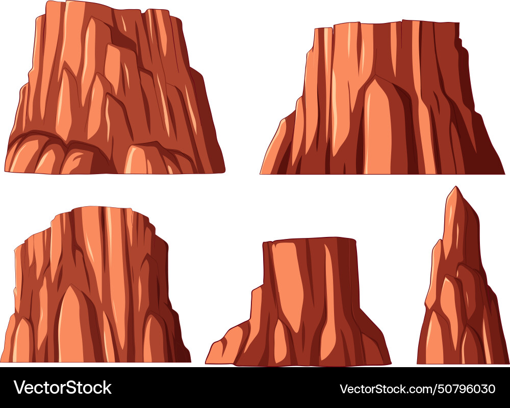 Four distinct of canyon rocks Royalty Free Vector Image