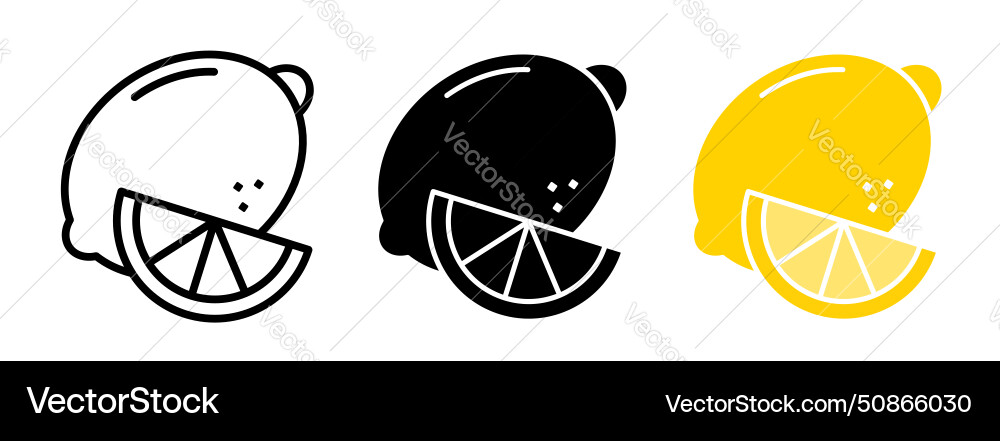 Lemon icon set lemon slice citrus symbol in a Vector Image