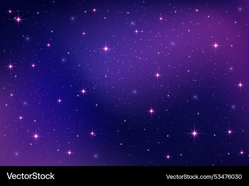 Night sky background purple starry space Vector Image