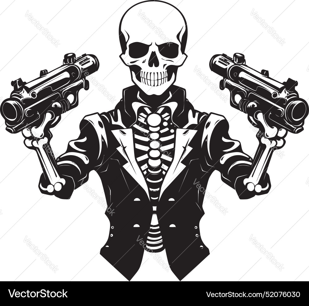 Pistol skeleton firearms graphic logo design Vector Image