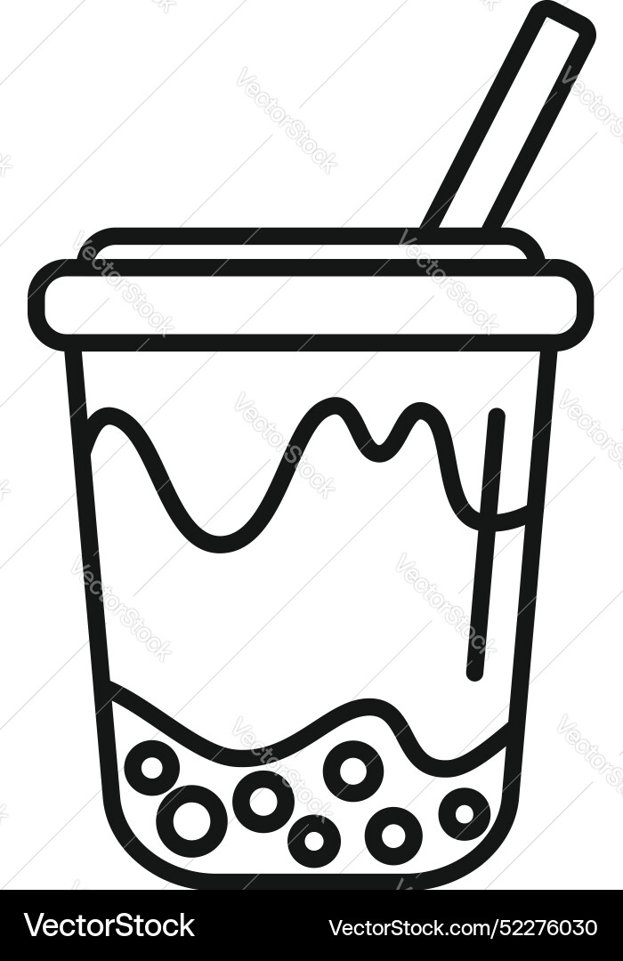 Simple line drawing of a bubble tea in plastic Vector Image