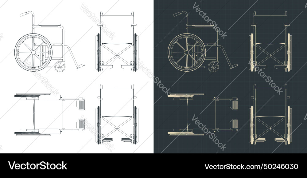Wheelchair blueprints Royalty Free Vector Image