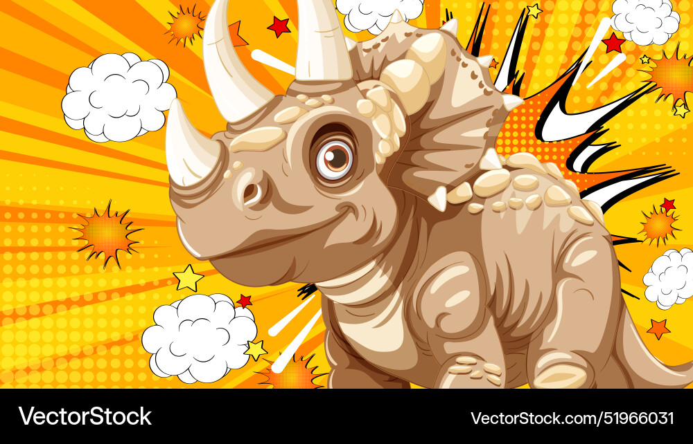 Cartoon dinosaur with comic book background Vector Image