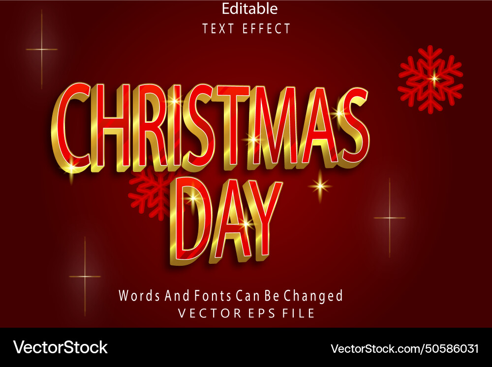 Christmas day editable text effect emboss modern Vector Image