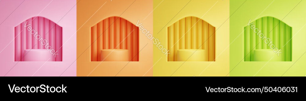 Cylinder podiums in arch windows Royalty Free Vector Image
