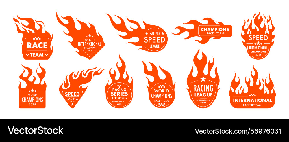 Flame stickers racing car flames emblem decal Vector Image