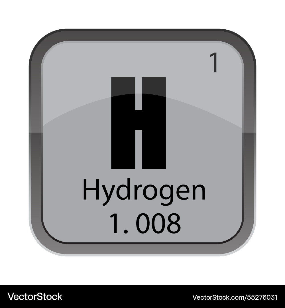 Hydrogen chemical element symbol h block atomic Vector Image
