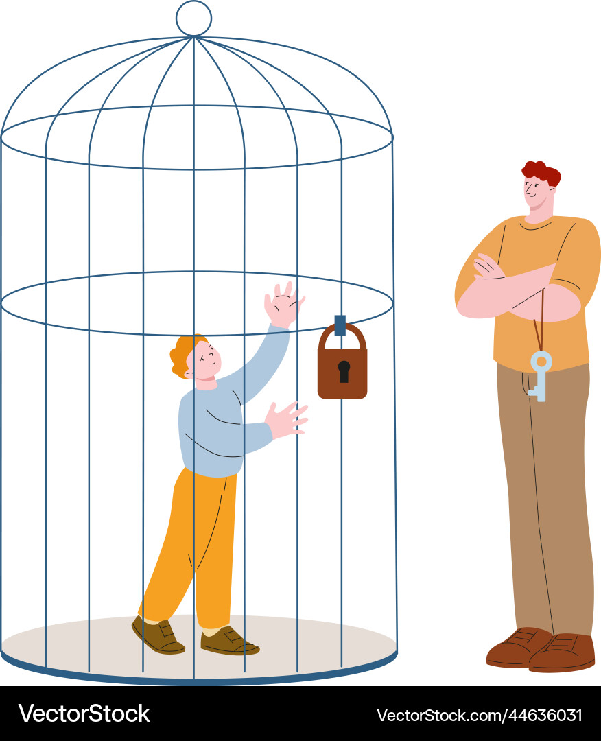 Kind in Cage &ndash Symbol der Kontrolle Vektorbild