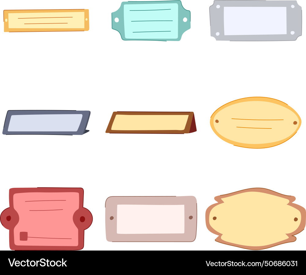 Nameplate set cartoon Royalty Free Vector Image