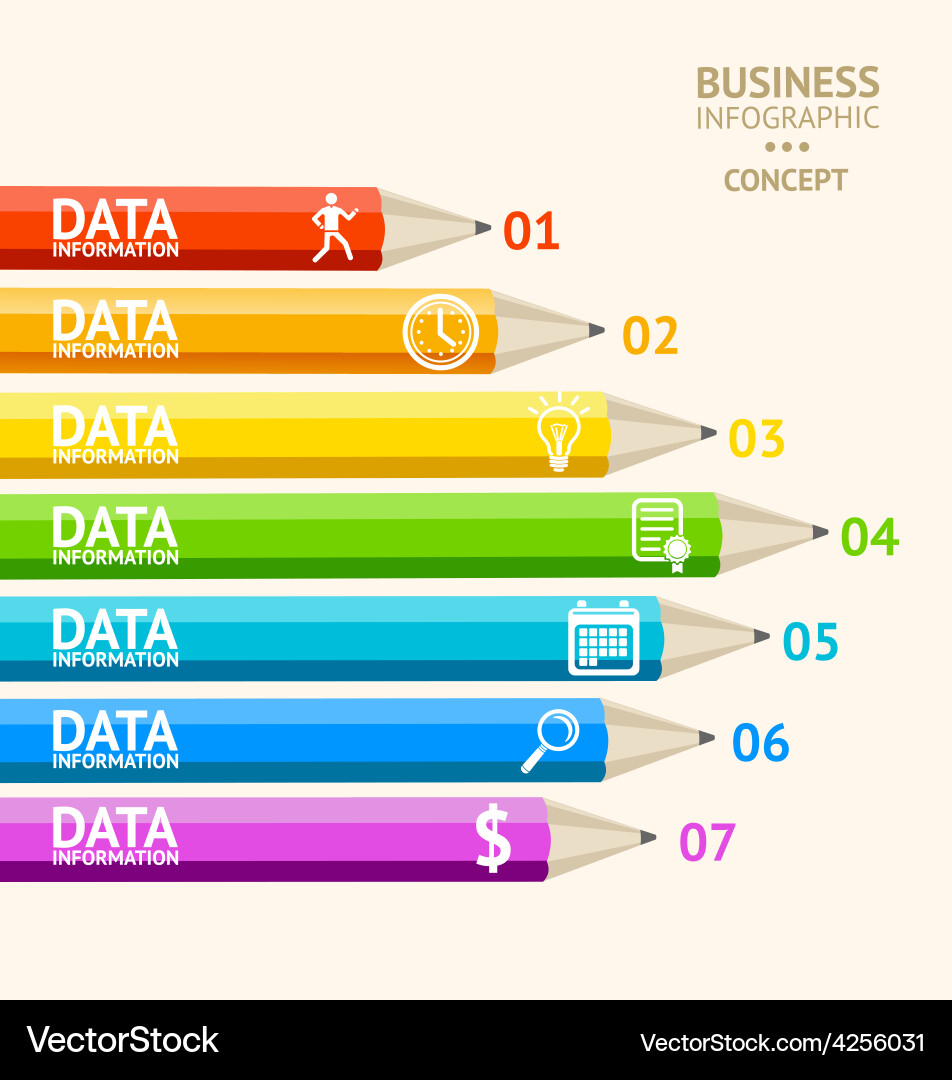 Pencils infographic Royalty Free Vector Image - VectorStock